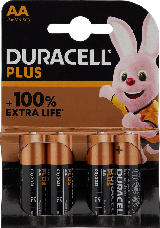 Duracell AA LR6 Plus Alkaline Batteries - 4 Pack | bike-components